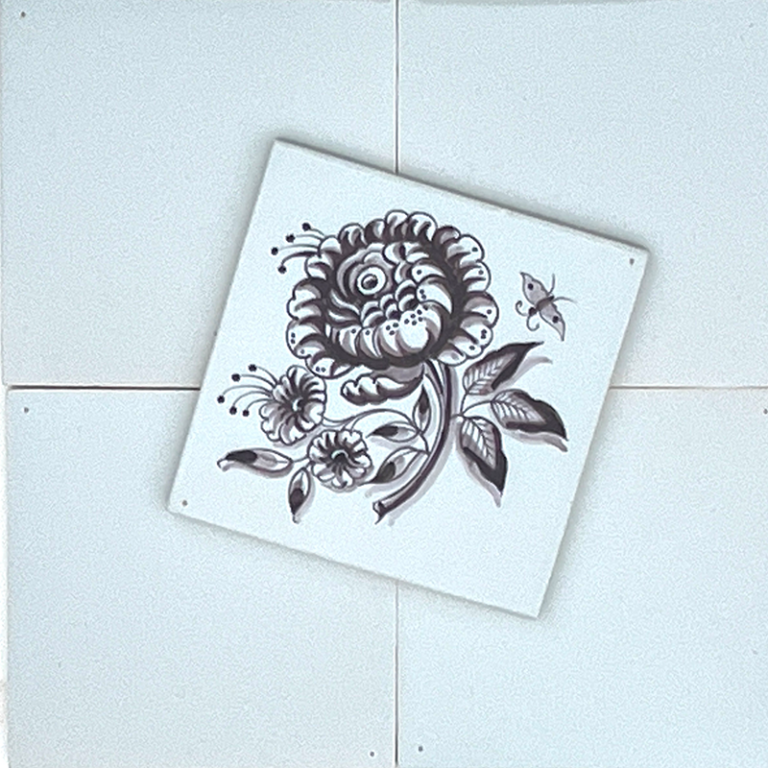 Custom Dutch tiles with hand-painted Frisian flowers